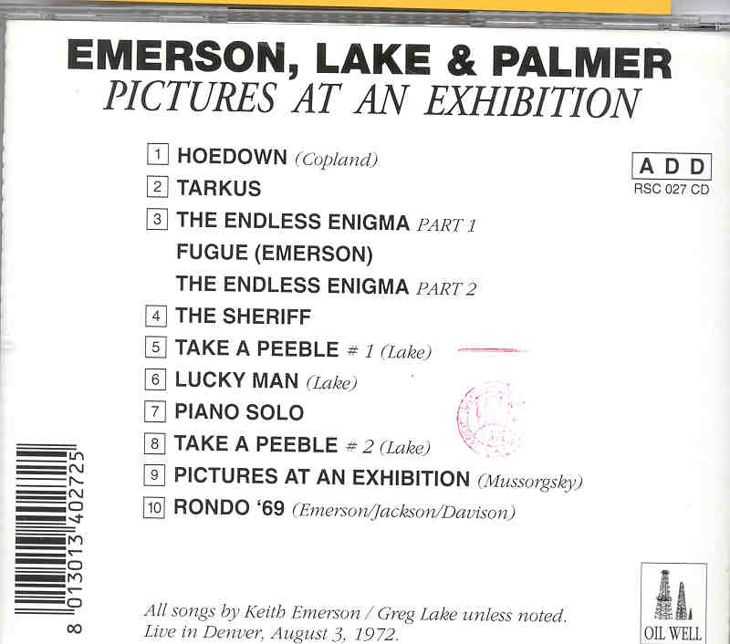 ELP Cd - Pictures At An Exhibition