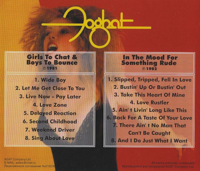 Foghat Cd - Girls To Chat Boys To Bounce/In The Mood For Something Rude