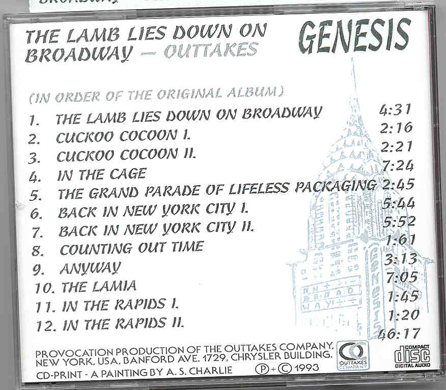 Genesis Cd - The Lamb Lies Down On Broadway Studio Outtakes