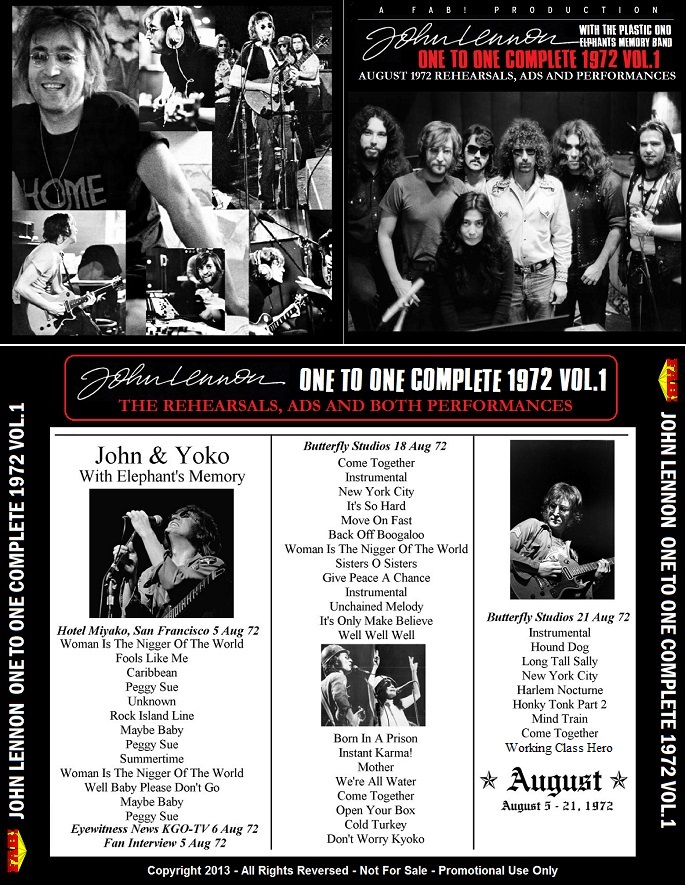 John Lennon (Two Discs) One To One Complete 1972 Vol 1