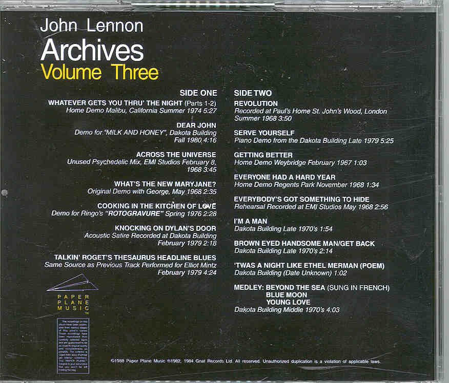 John Lennon Cd - Archives Vol 3