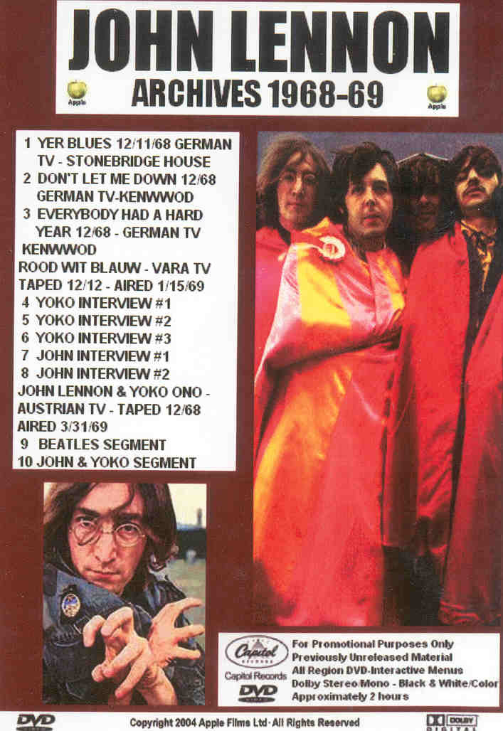 John Lennon Dvd - Archives 1968 - 1969