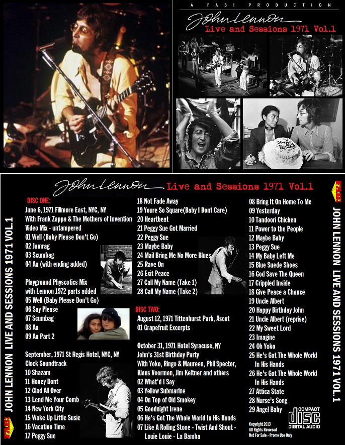 John Lennon (Two Discs) Live And Sessions 1971 Vol 1