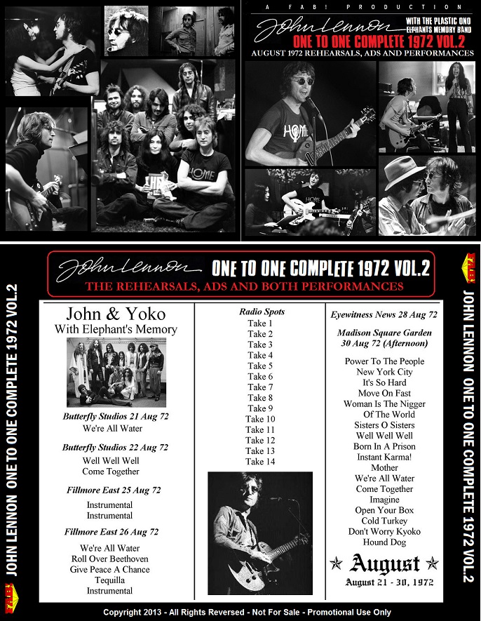 John Lennon (Two Discs) One To One Complete 1972 Vol 2