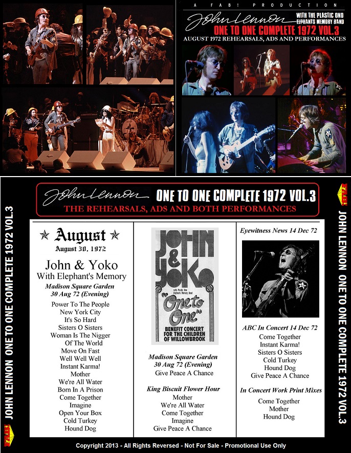 John Lennon (Two Discs) One To One Complete 1972 Vol 3