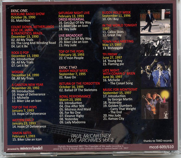 Paul McCartney (2/Cd) Live Archives Vol 2