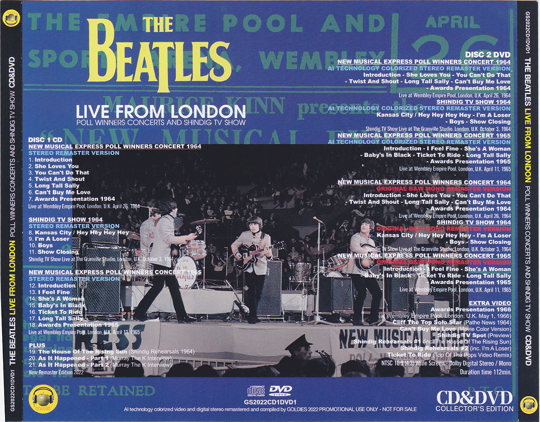 Beatles (Cd/Dvd) Live From London – Poll Winners Concerts And Shindig ...