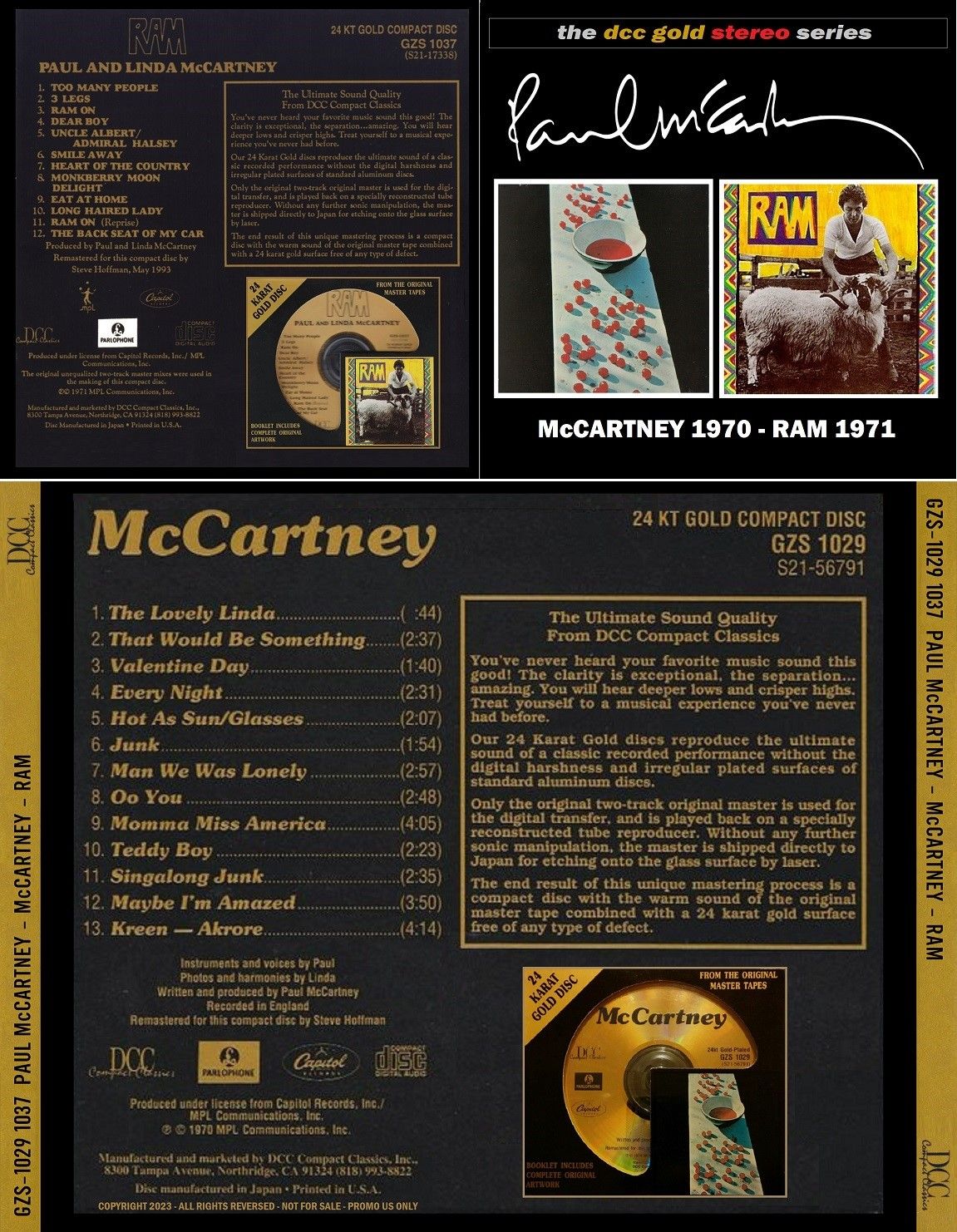 PAUL McCARTNEY CD - McCARTNEY - RAM DCC GOLD PRESSINGS
