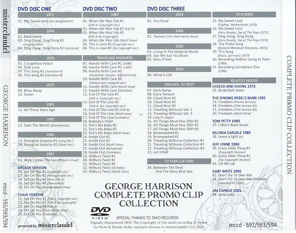George Harrison (3/Dvd) Complete Promo Clip Collection