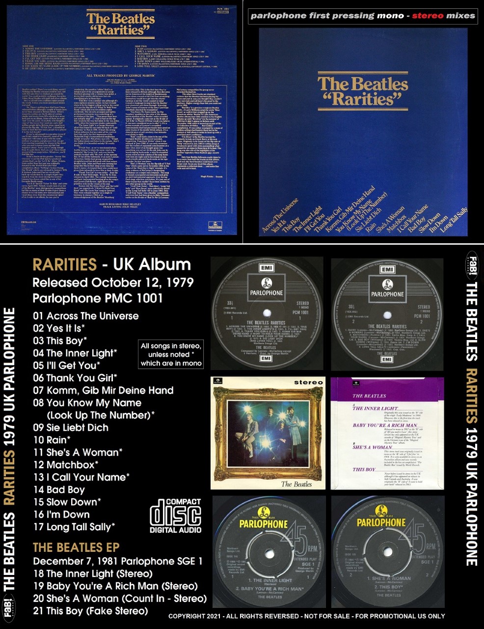 BEATLES CD - RARITIES - 1979 UK VINYL PRESSING