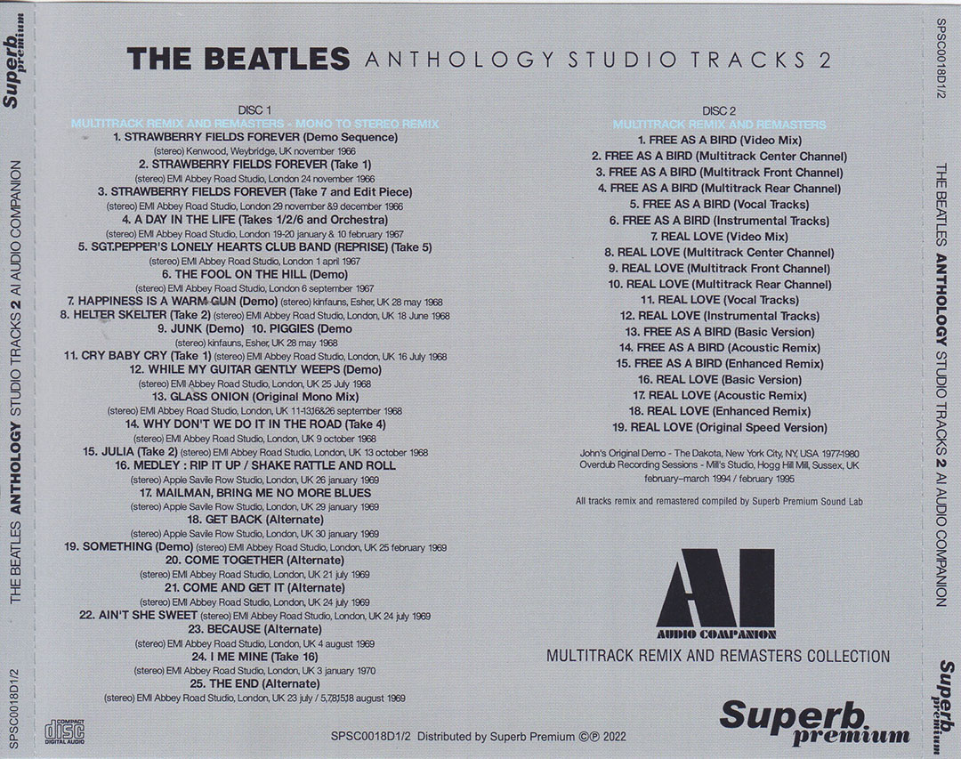 Beatles (2/Cd) Anthology Studio Tracks 2 AI Audio Companion