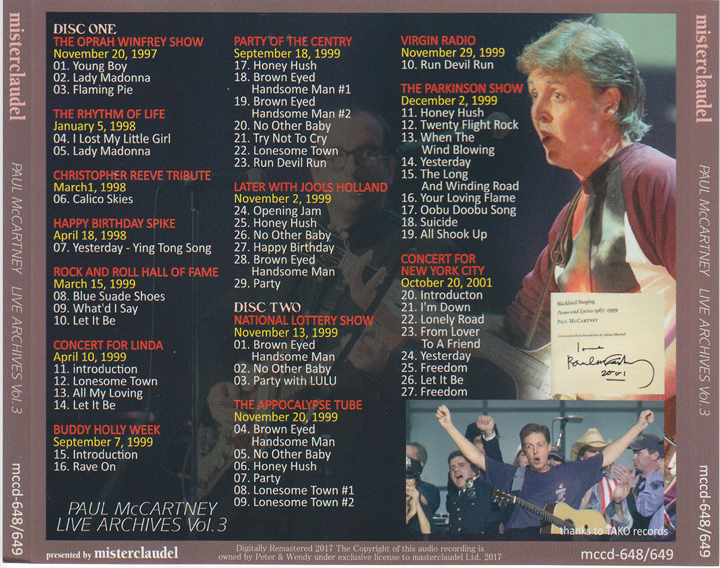 Paul McCartney (2/Cd) Live Archives Vol 3