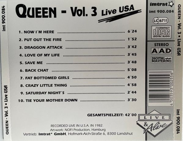 Queen Cd – Save Me (Live USA Vol. 3)