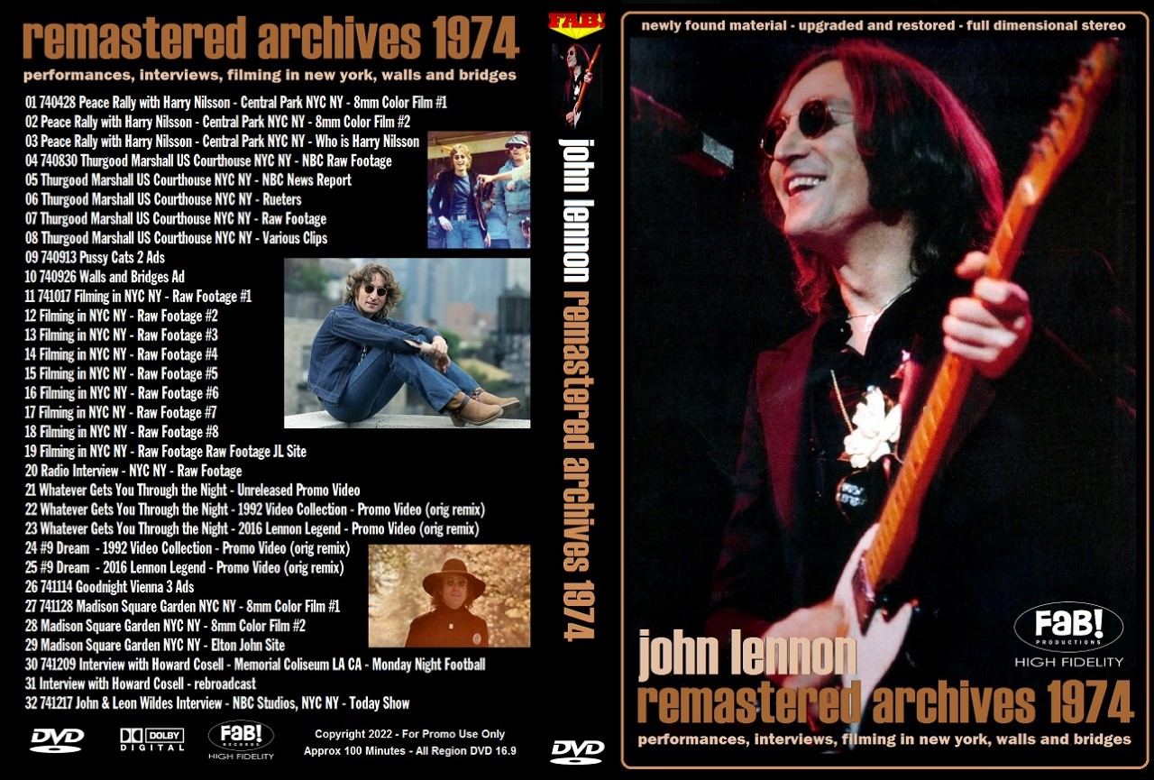 JOHN LENNON DVD - REMASTERED ARCHIVES 1974