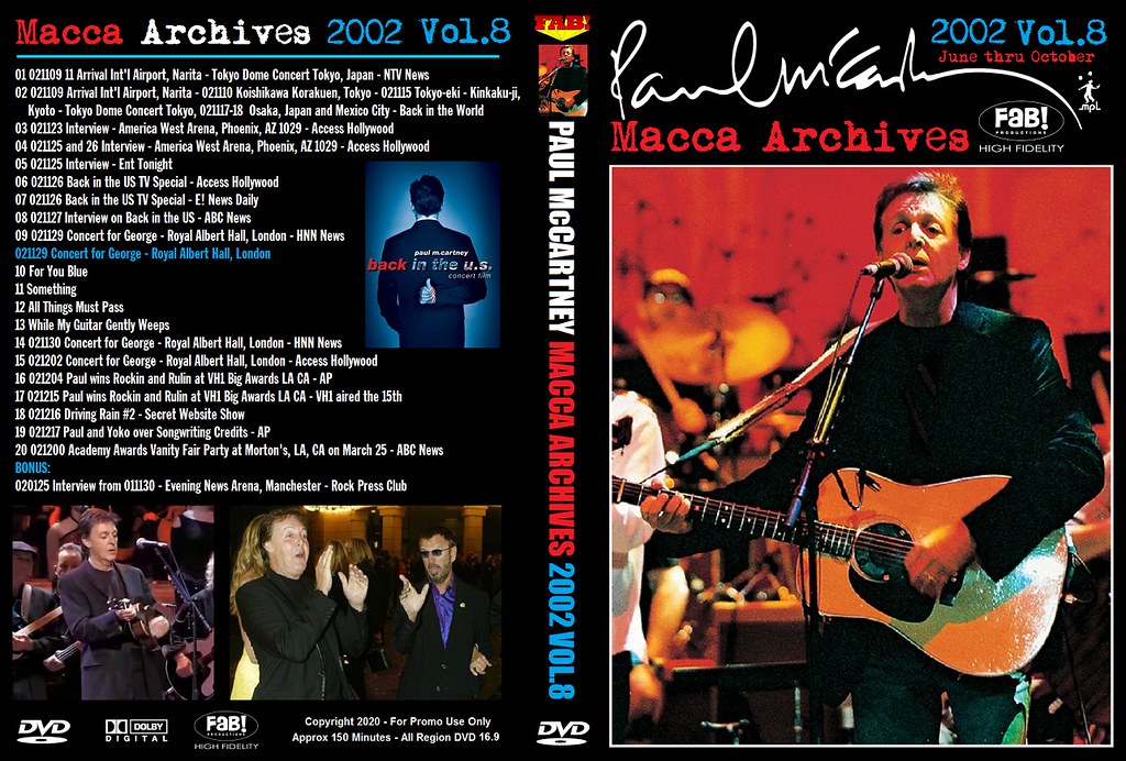 PAUL McCARTNEY DVD - MACCA ARCHIVES 2002 VOL.8
