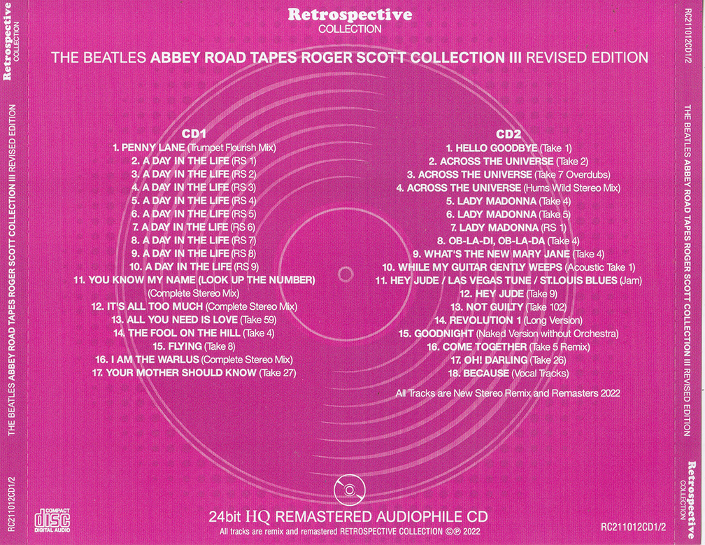 Beatles (2/CD) 24/BIT Abbey Road Tapes Roger Scott Collection III ...