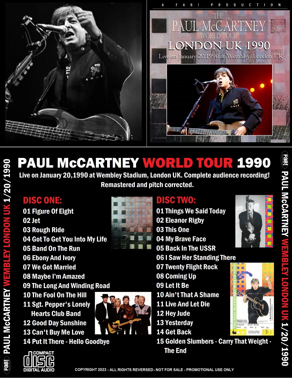 PAUL McCARTNEY (2/CD) LIVE AT WEMBLEY LONDON UK 1/20/1990