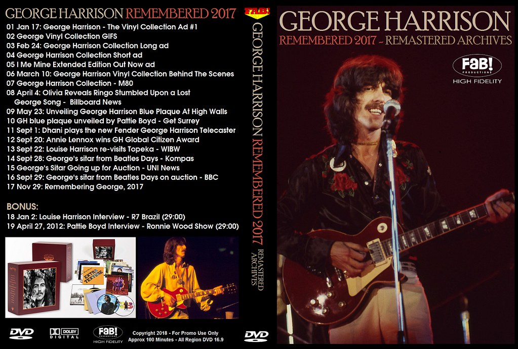 GEORGE HARRISON REMASTERED ARCHIVES 2017 DVD