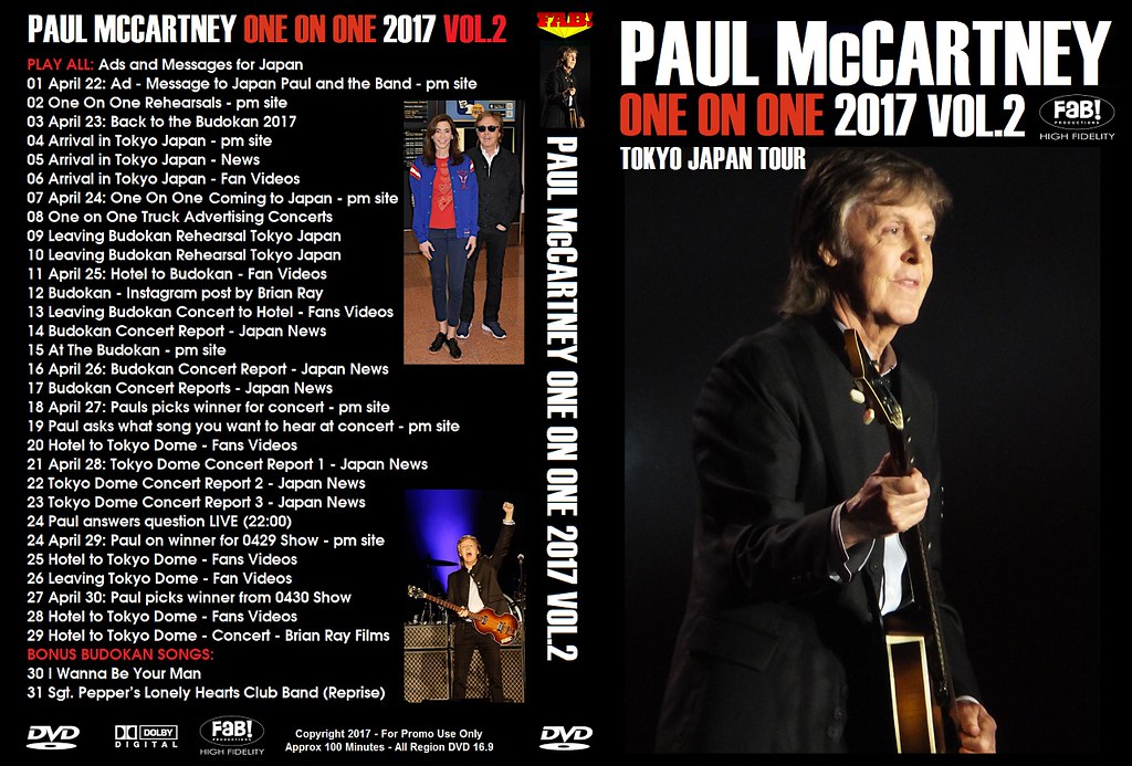PAUL McCARTNEY DVD - ONE ON ONE 2017 VOL.2 TOKYO JAPAN
