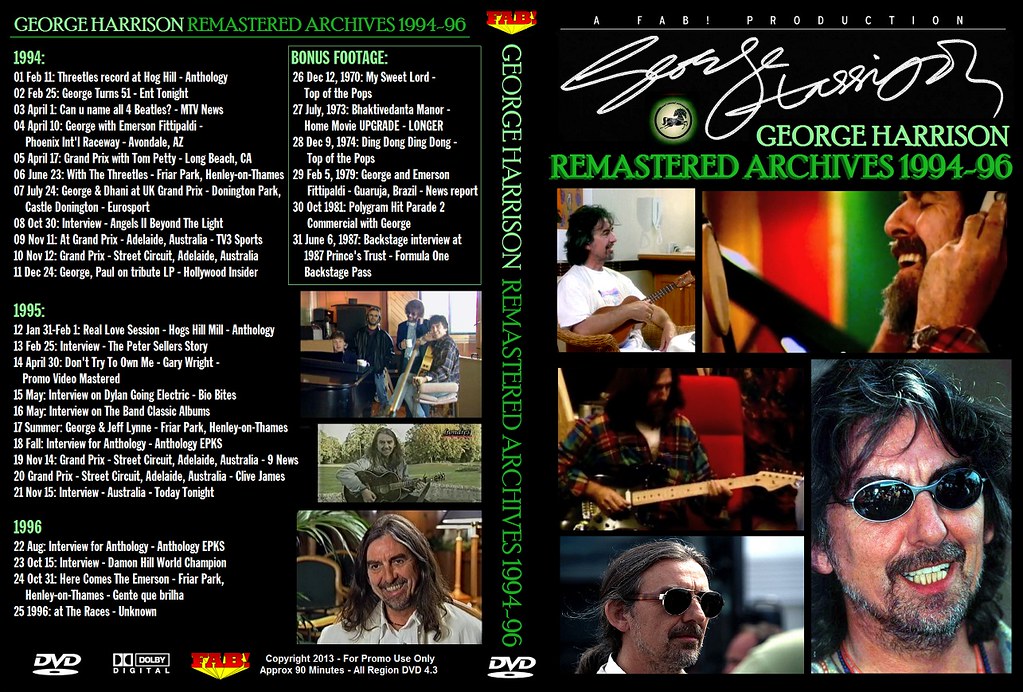 GEORGE HARRISON DVD - REMASTERED ARCHIVES 1994-1996