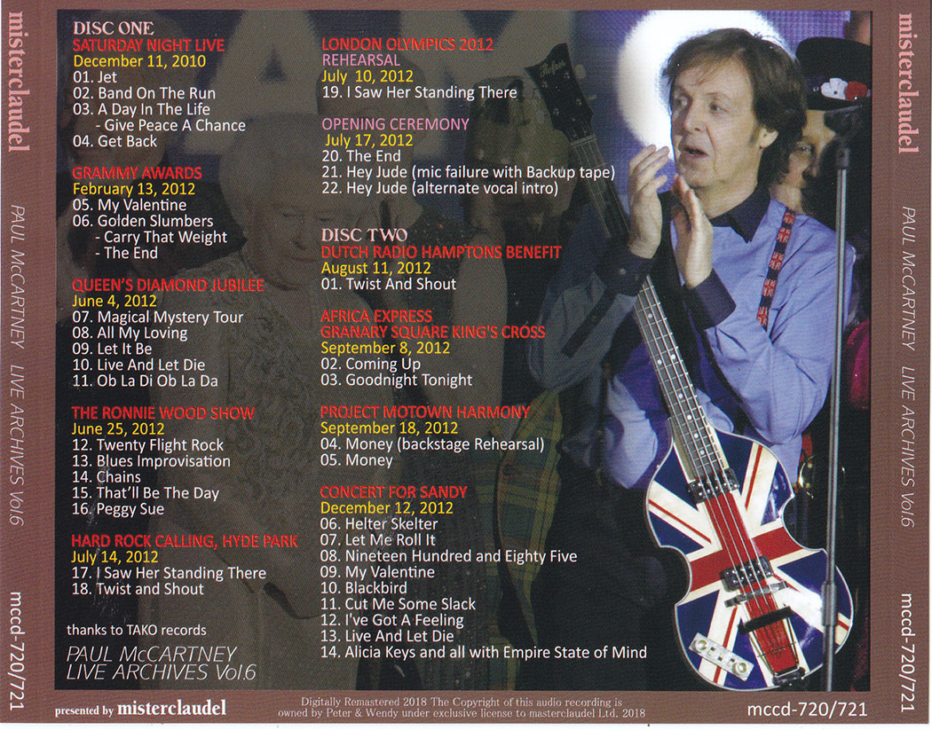 Paul McCartney (2/Cd) Live Archives Vol 6