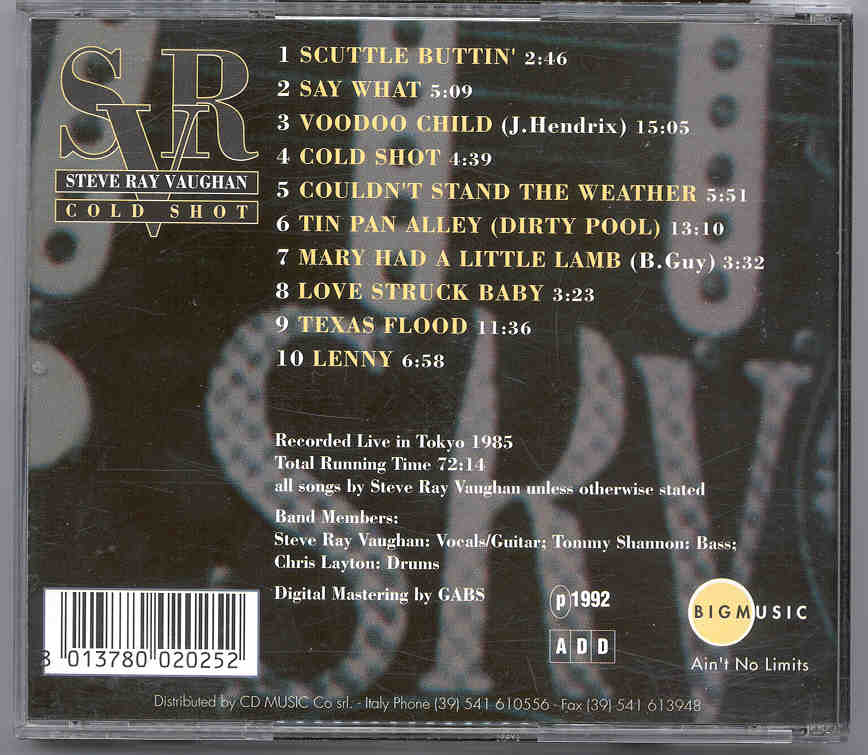 Stevie Ray Vaughan Cd - Cold Shot