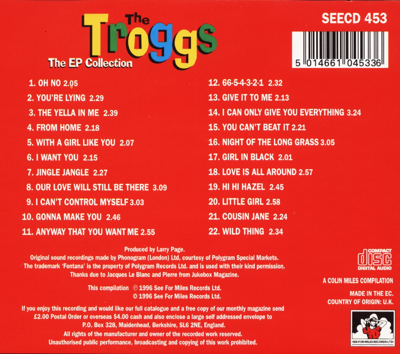 The Troggs Cd - Ep Collection