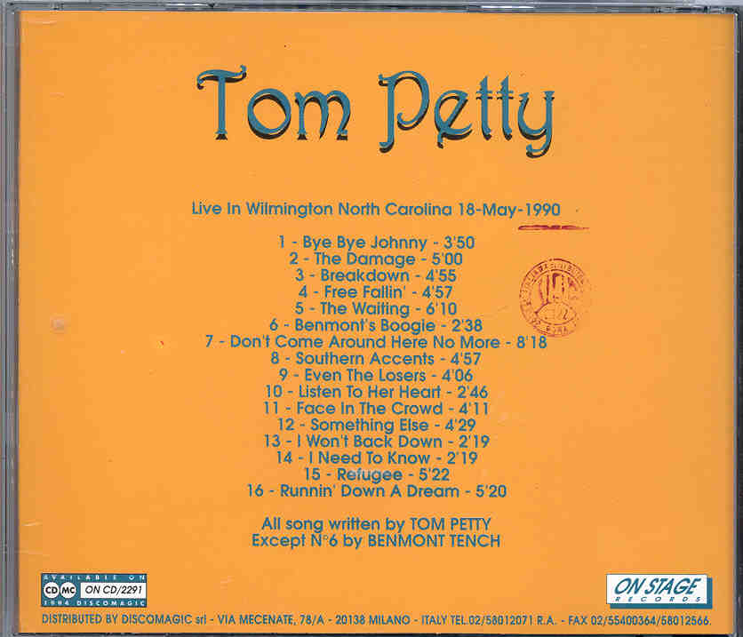 Tom Petty Cd - Live In Wilmington