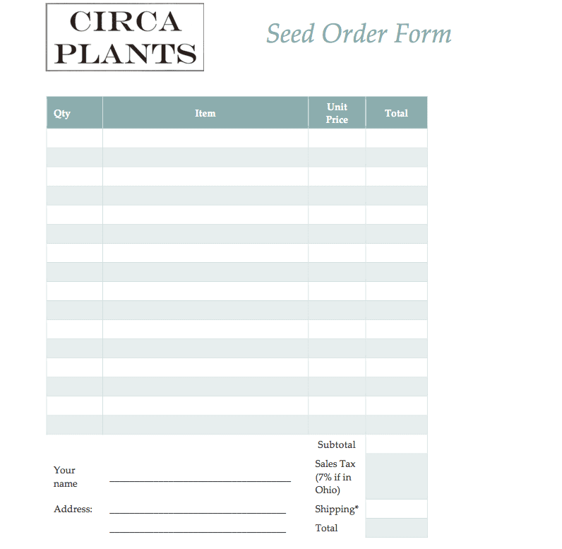 Seed Order Form