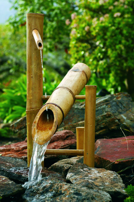 12 BAMBOO Deer Chaser Scarer Water Garden Fountain. Zen Japanese Shishi Odoshi water garden feature ON