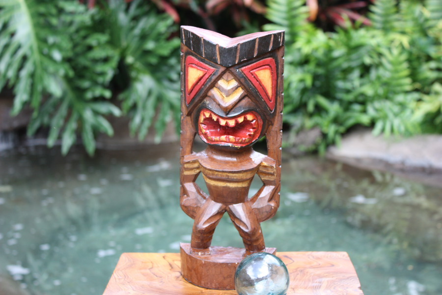 12" HAPPINESS TIKI STATUE. Hawaiian Tiki Sculpture. Tropical Tiki Decor ...