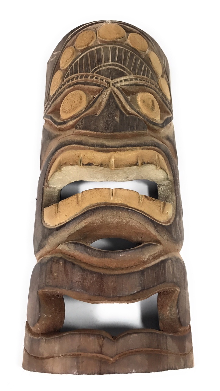 12" EARTH Good Crop Tiki Idol Mask. Hand Painted Polynesian Carving ...