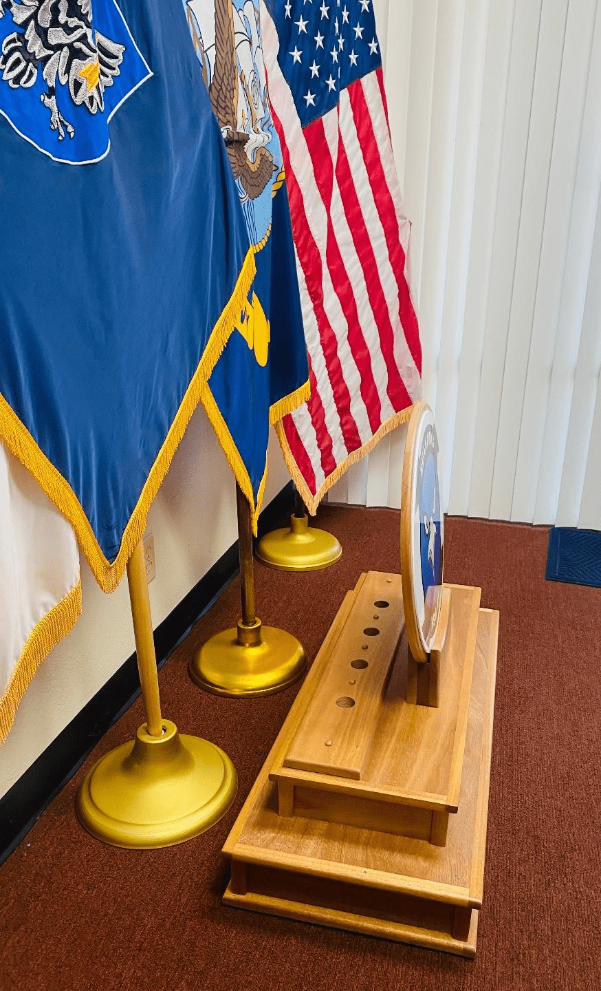 wood flag display box stand