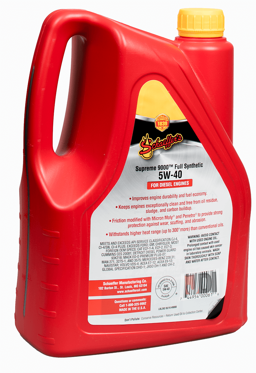 Schaeffer Supreme 9000 SAE 5W-40 Full Synthetic Diesel Engine Oil ...
