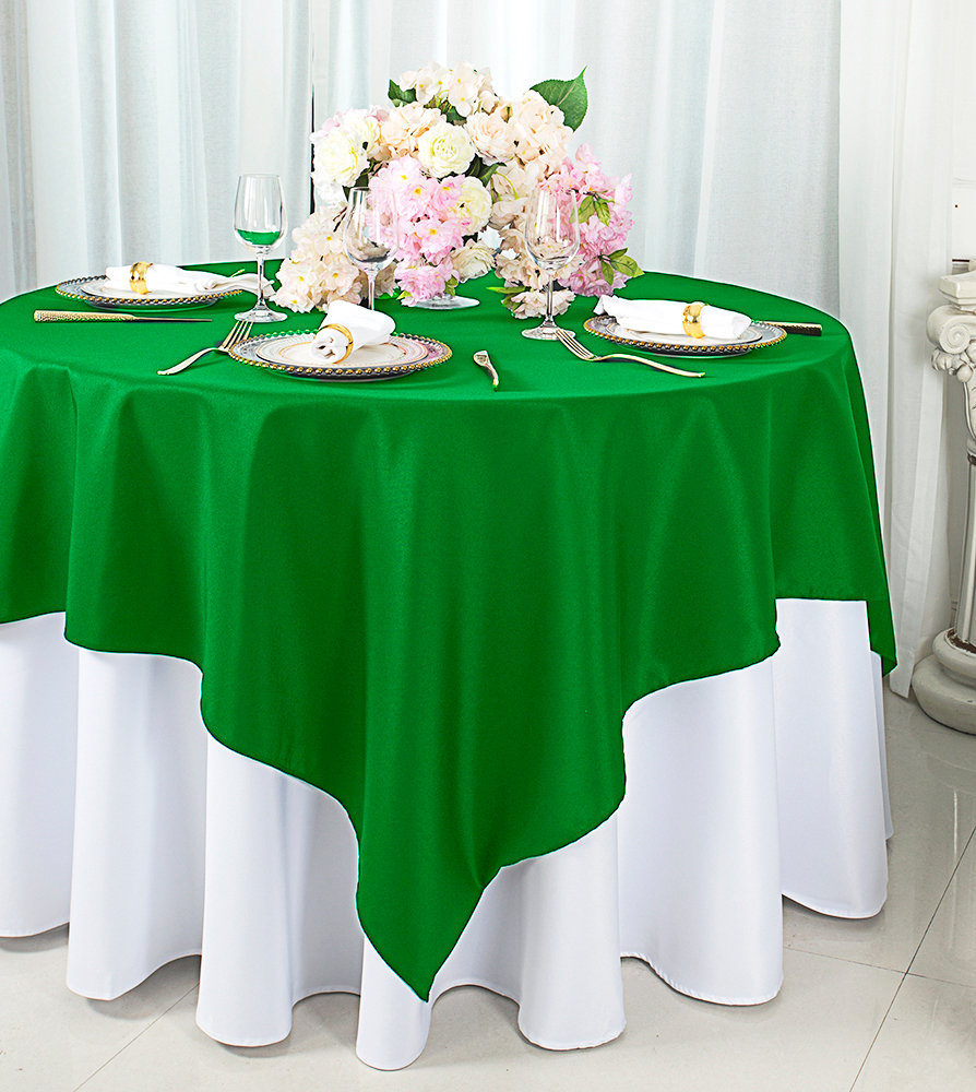 54 x 54 Square Polyester Table Overlay Emerals Green