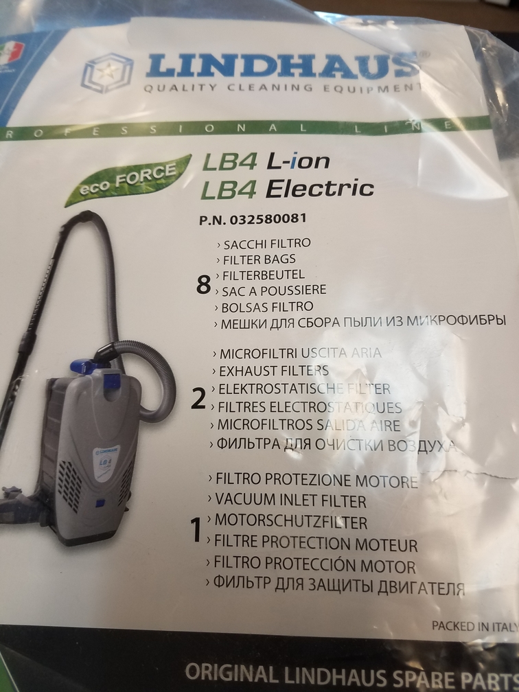Lindhaus LB4 Backpack Electric and Battery L-ION 16 Pack Vacuum Bags ...
