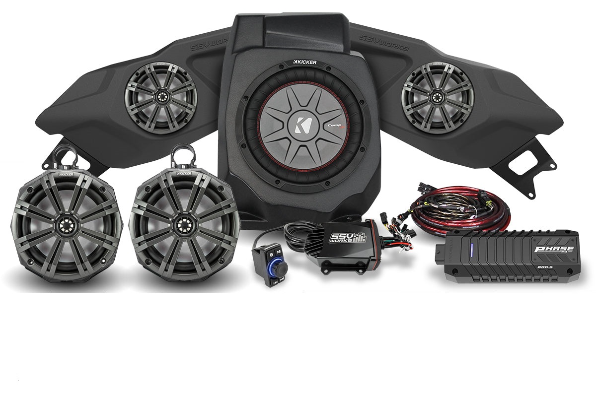 SSV Works Phase X Kicker 5-Speaker Plug-&-Play System for 20-23 Polaris ...