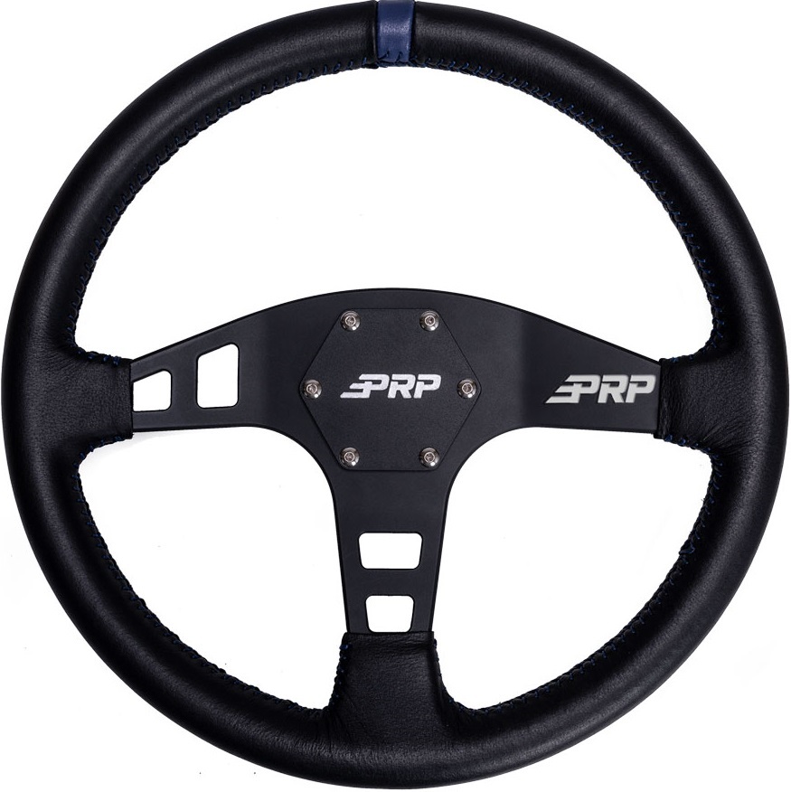 PRP Flat Leather Steering Wheel - Blue | Red | Orange | Black