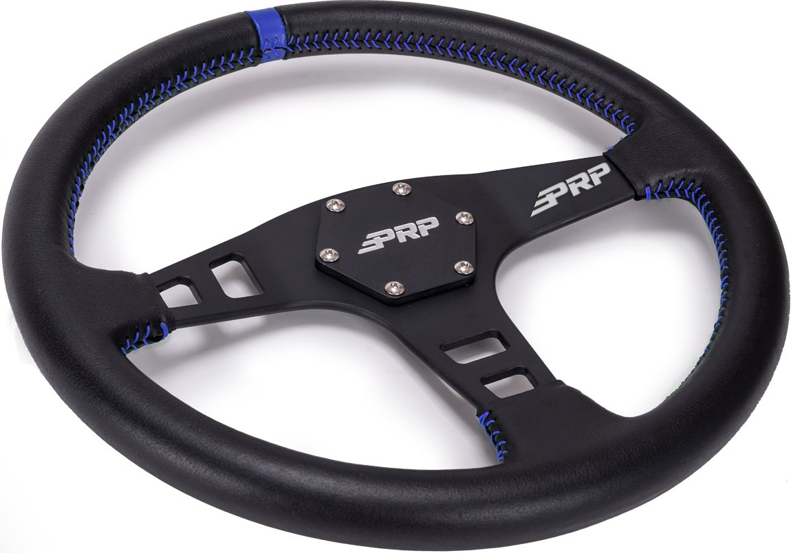 PRP Flat Leather Steering Wheel - Blue | Red | Orange | Black