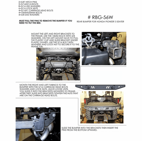 Strong Made | Honda Pioneer 1000 | 2016-2021 | Rear Bumper