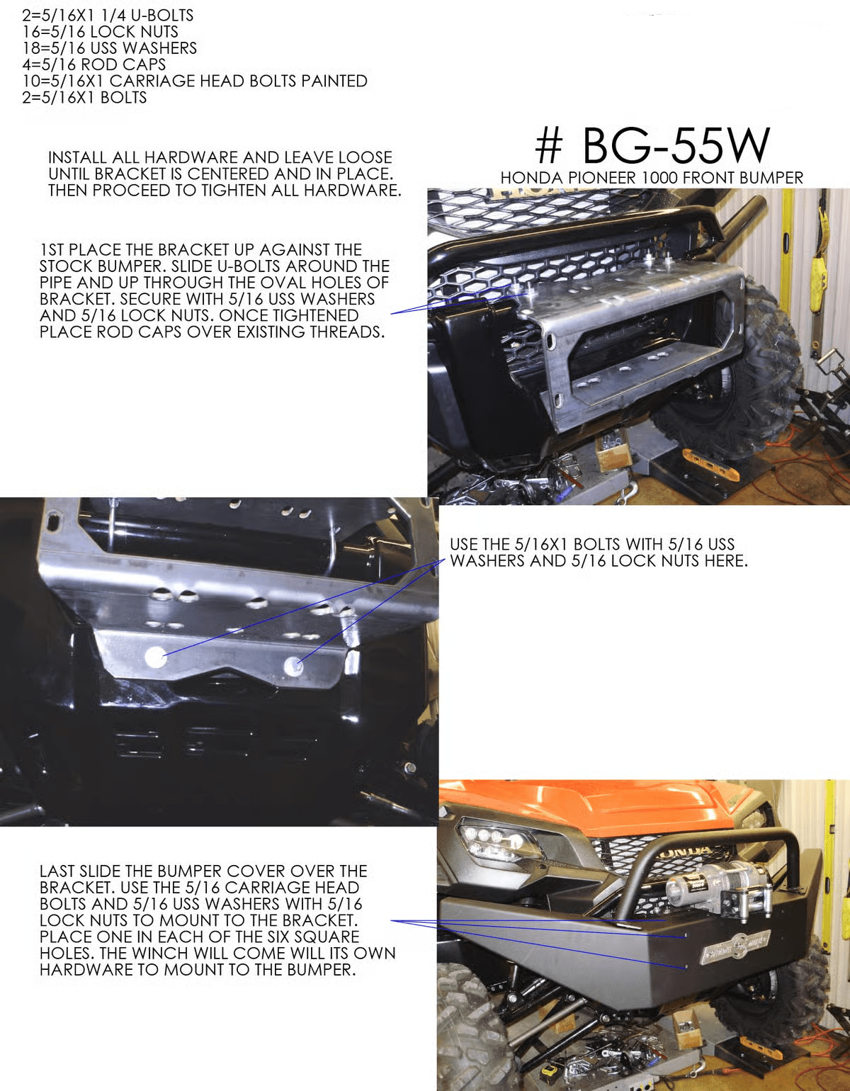 Strong Made | Honda Pioneer 1000 | 2016-2021 | Winch Series Front Bumper