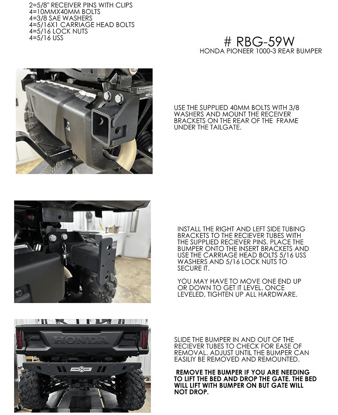 Strong Made | Honda Pioneer 1000 6 | 2022-2023 | Rear Bumper