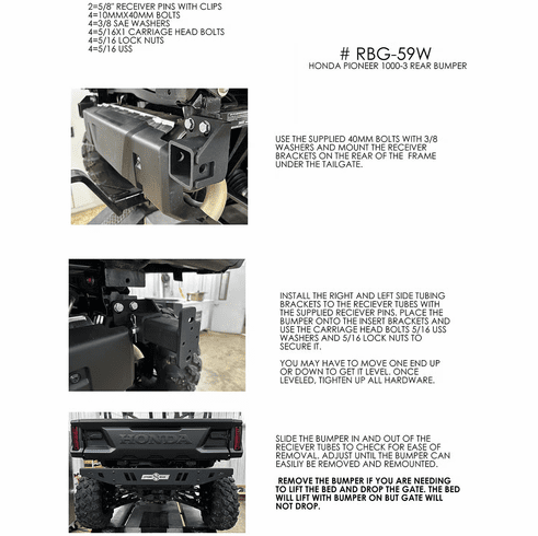 Strong Made | Honda Pioneer 1000 6 | 2022-2023 | Rear Bumper