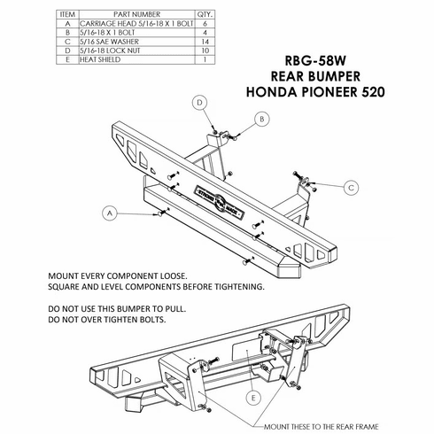 Strong Made | Honda Pioneer 520 | 2021-2024 | Rear Bumper