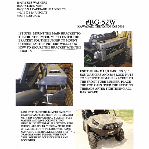 Strong Made Kawasaki Teryx 800 2016-2019 Winch Series Front