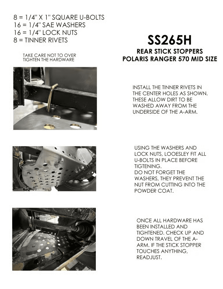 Strong Made | Polaris Ranger 570 Mid Size | 2023 | Rear Stick Stoppers