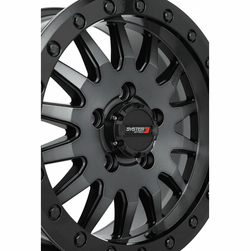 System 3 | SB-8 Matte Brushed Grey BeadLock UTV Wheel - 15"