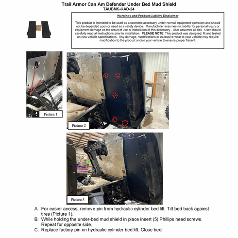 Trail Armor | 2024+ Can-am Defender | Under Bed Mud Shield