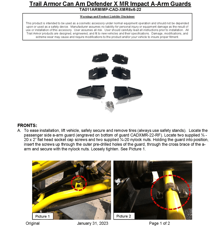 Trail Armor Can Am Defender Limited HD10 iMpact A-Arm Guards for ARCHED ...