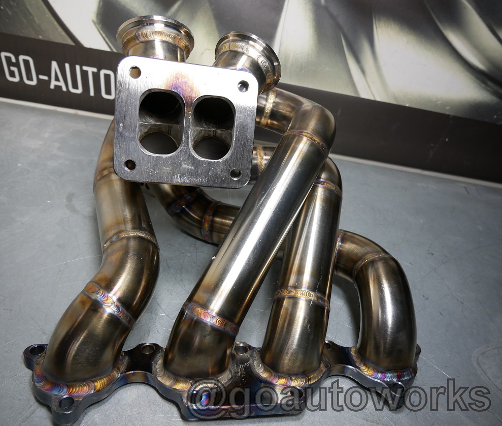 GO-AUTOWORKS Divided/ Twin Scroll Turbo Manifold T3 T4 B16 B18 B20 D16 ...